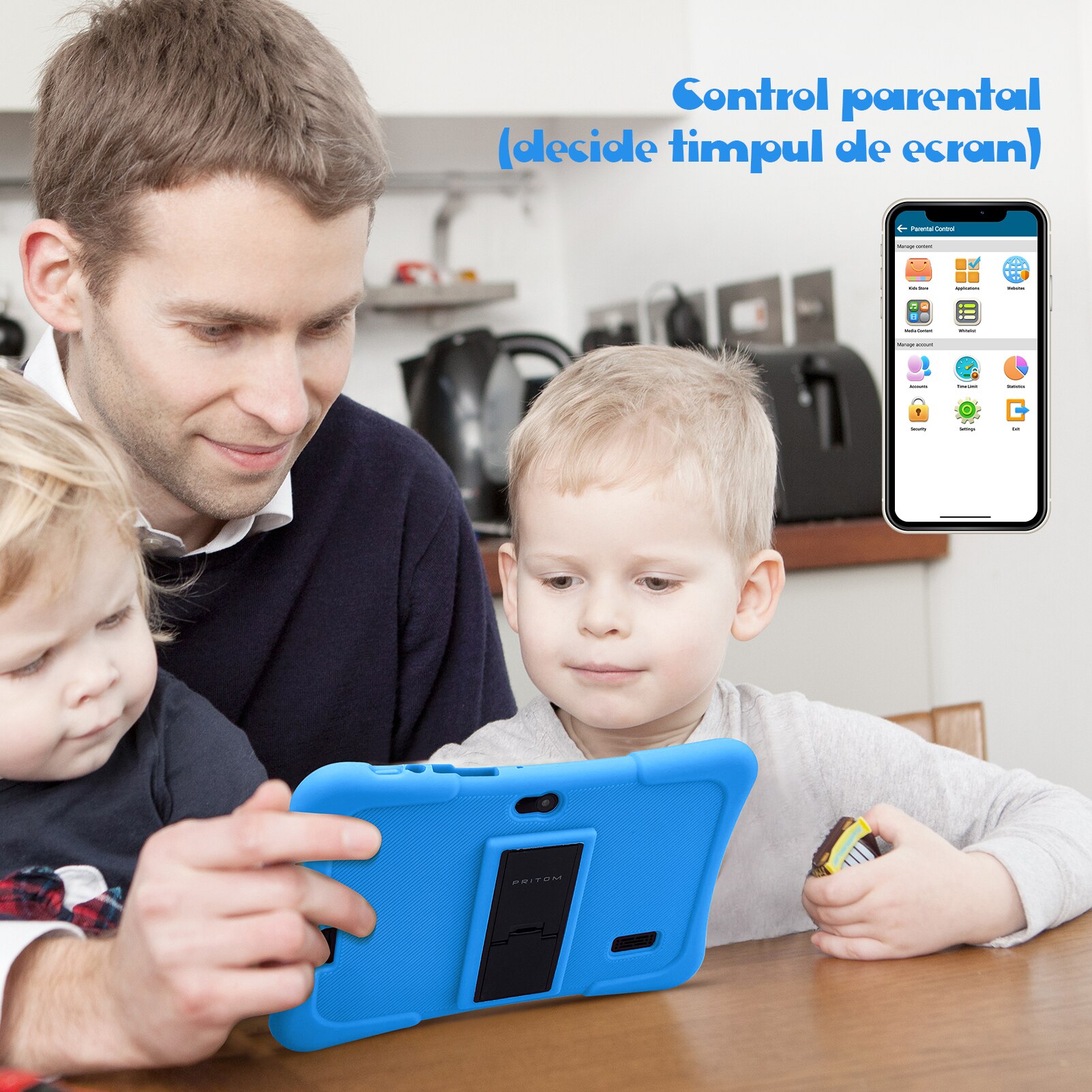 Tableta Pritom K7, Copii, tableta pentru copii,7 inch, Android 10, 16 ...