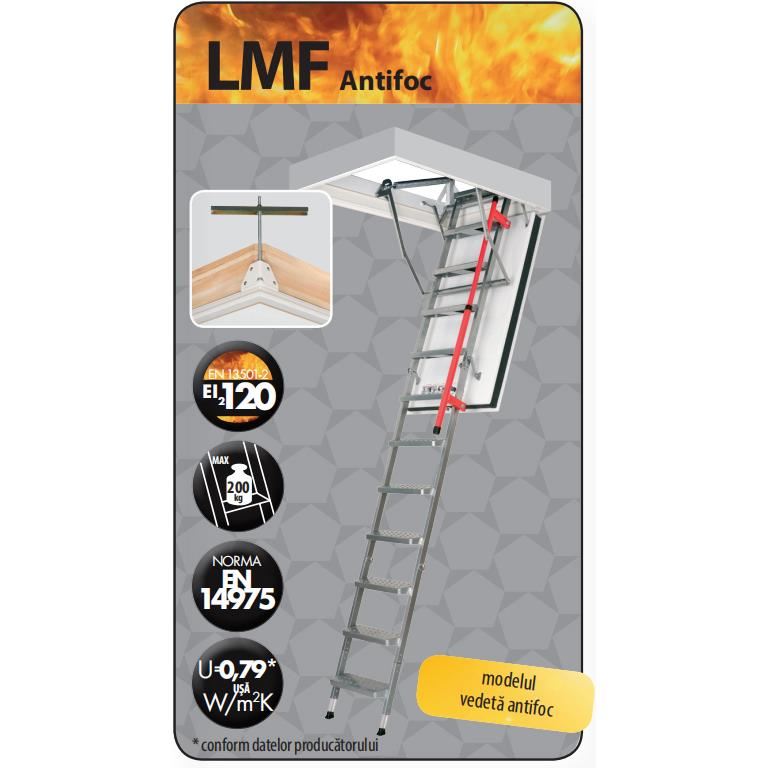 Scara modulara metalica pentru acces pod/mansarda Fakro LMF 120 Antifoc ...