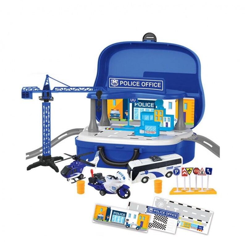 Set de constructie pentru copii, Statie de politie, cu indicatoare ...