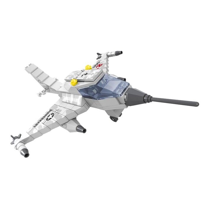 Set constructie model avion militar pentru copii, cu figurine, Gri, 168 ...