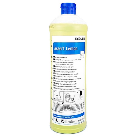 Концентриран професионален ръчен препарат за съдомиялна ASSERT LEMON 1L ECOLAB, с аромат на ...