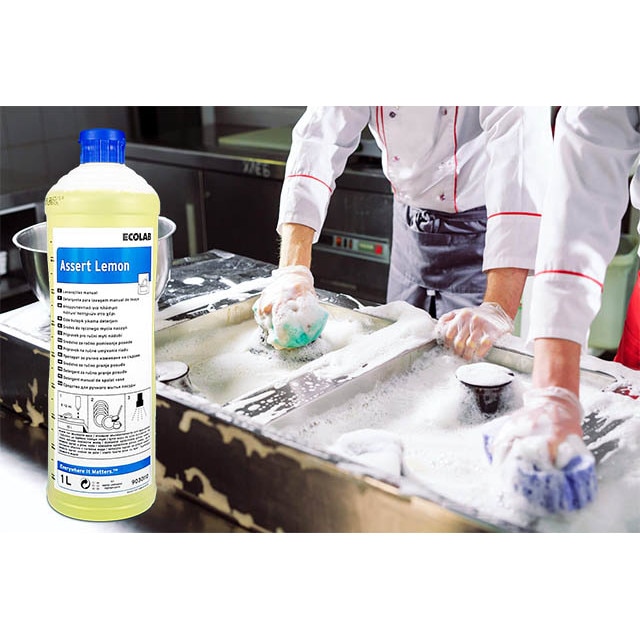 Концентриран професионален ръчен препарат за съдомиялна ASSERT LEMON 1L ...