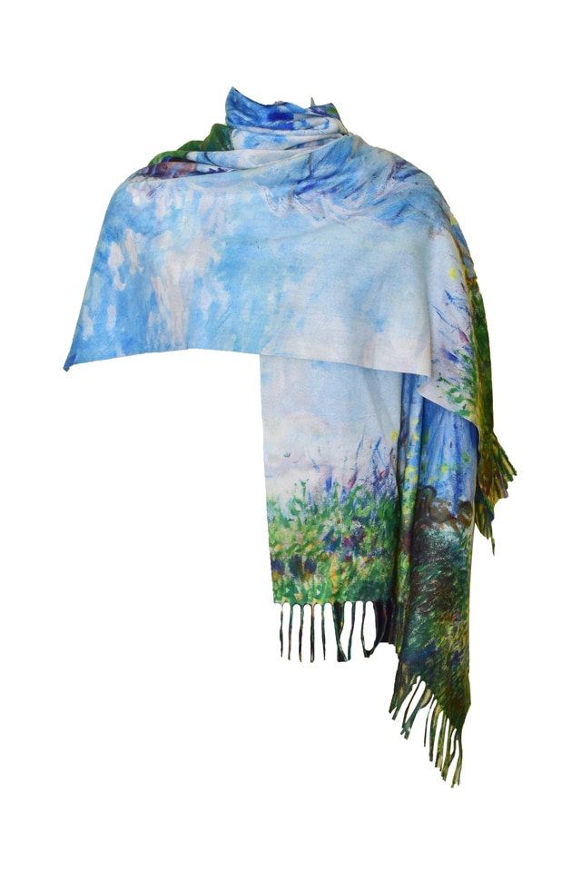 Fular tip esarfa pictata multicolor 1, Dacali, casmir, 06 bleu/alb ...