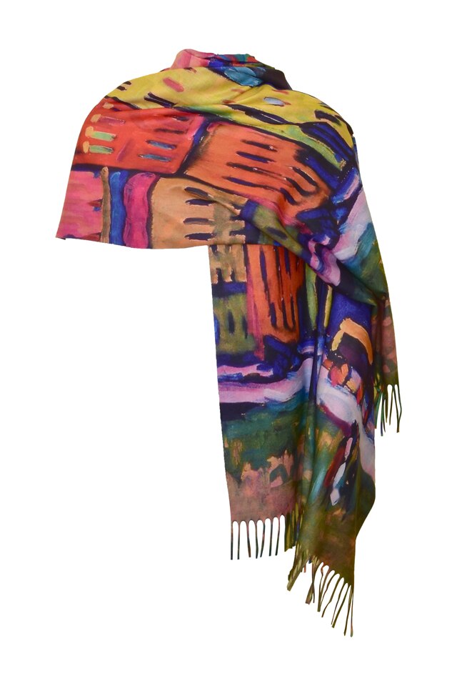 Fular tip esarfa pictata multicolor 1, Dacali, casmir, 02 galben/oranj ...