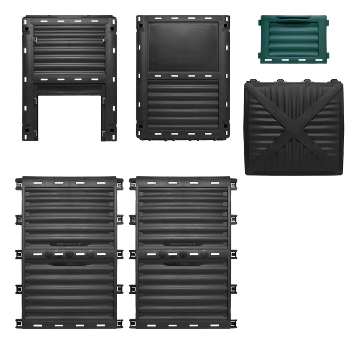 Pubela 300l pentru compost gradina/bucatarie, ECD Germany, 61 x 61 x 82 ...