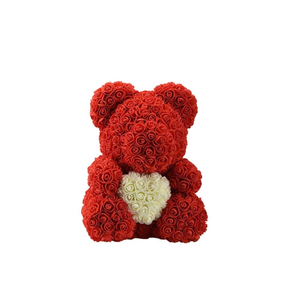 Ursulet, Rosu, cu inima alba si cutie cadou, 40 cm - eMAG.ro