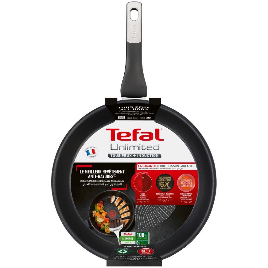 Tigaie Tefal Unlimited, 24 cm, inductie, invelis antiaderent din titan, indicator Thermo-Signal ...