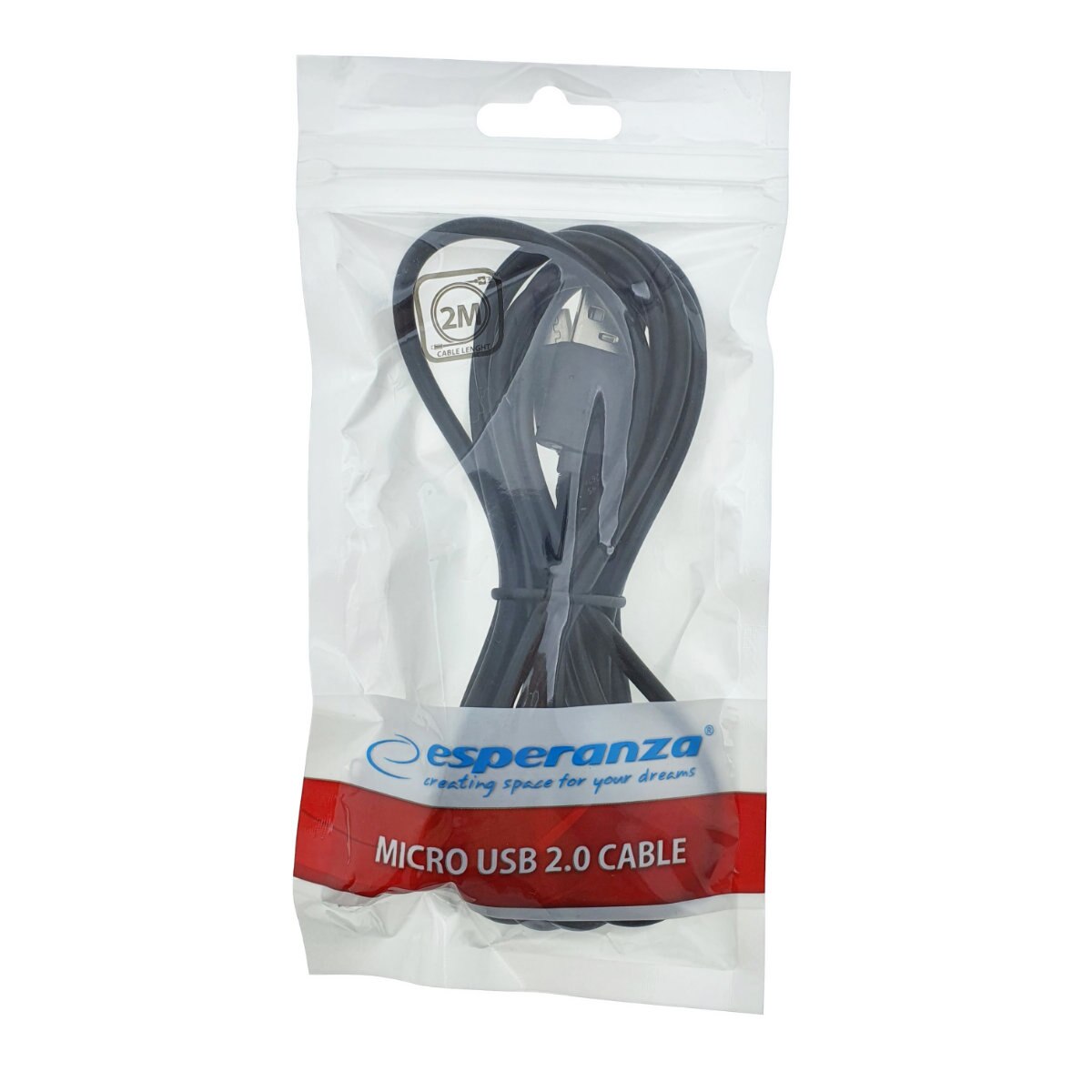 Cablu cu conectori USB 2.0 tata la microUSB tata, 2 metri, Esperanza ...