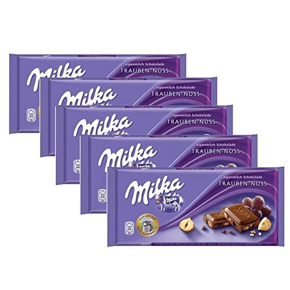 Pachet 5x Ciocolata cu lapte alpin cu stafide si alune maruntite 100g ...