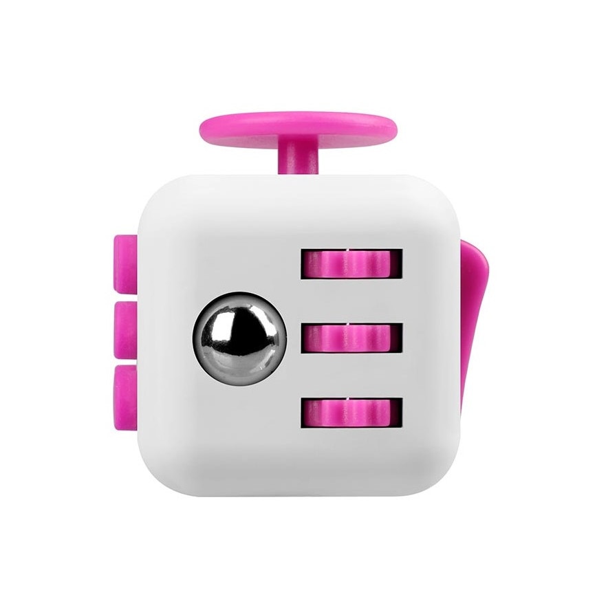 Cub antistres, Fidget cube, alb-roz, 3x3x3 cm - eMAG.ro