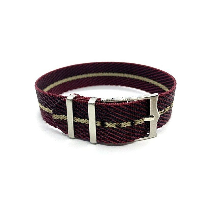 Curea ceas textil model Tudor visiniu/bej 20mm - eMAG.ro