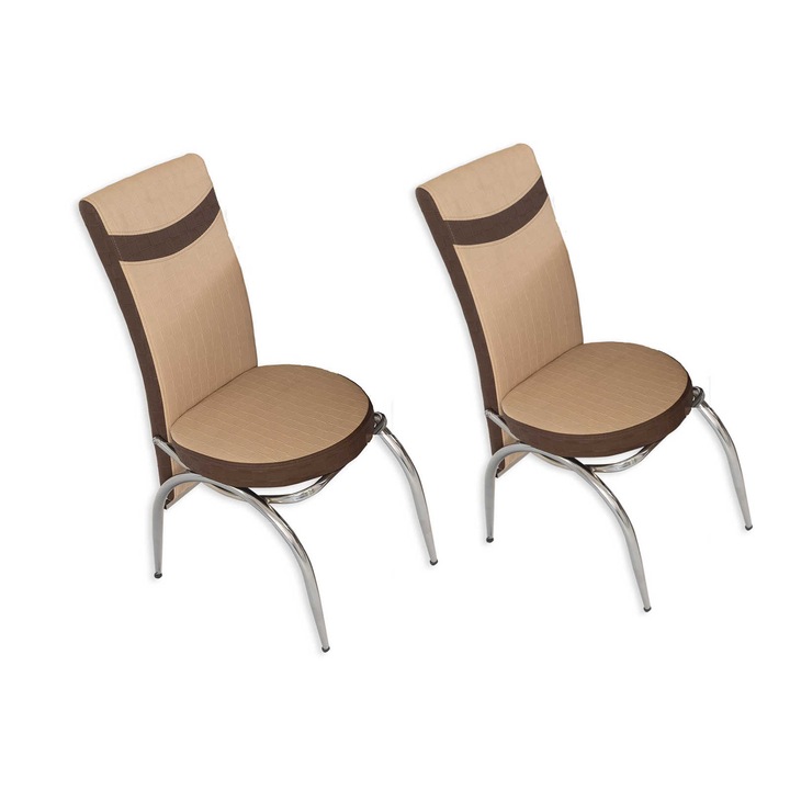 Set 6 scaune Arta New, tapiterie piele ecologica, picioare metal cromat ...