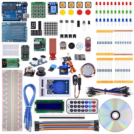 Starter kit, Arduino UNO R3, Modul RFID, Leduri, Rezistente, Butoane - eMAG.ro