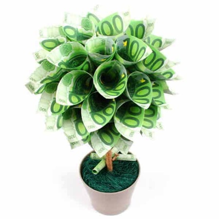 Copac cu bani Euro, simbol pentru sporul casei si familiei, decoratiune ...