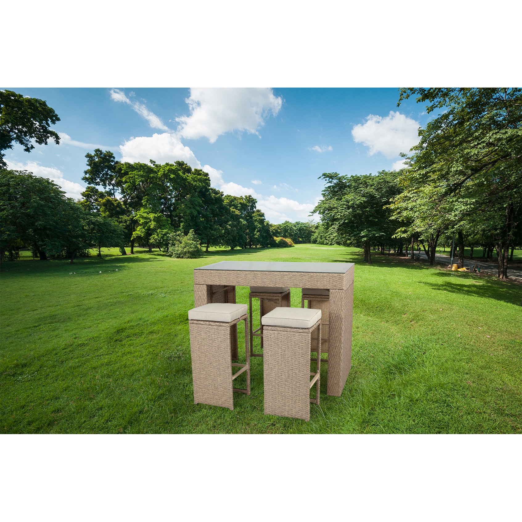 Set mobilier gradina Bar Kring Balcony, bar, 4 scaune, bej - eMAG.ro