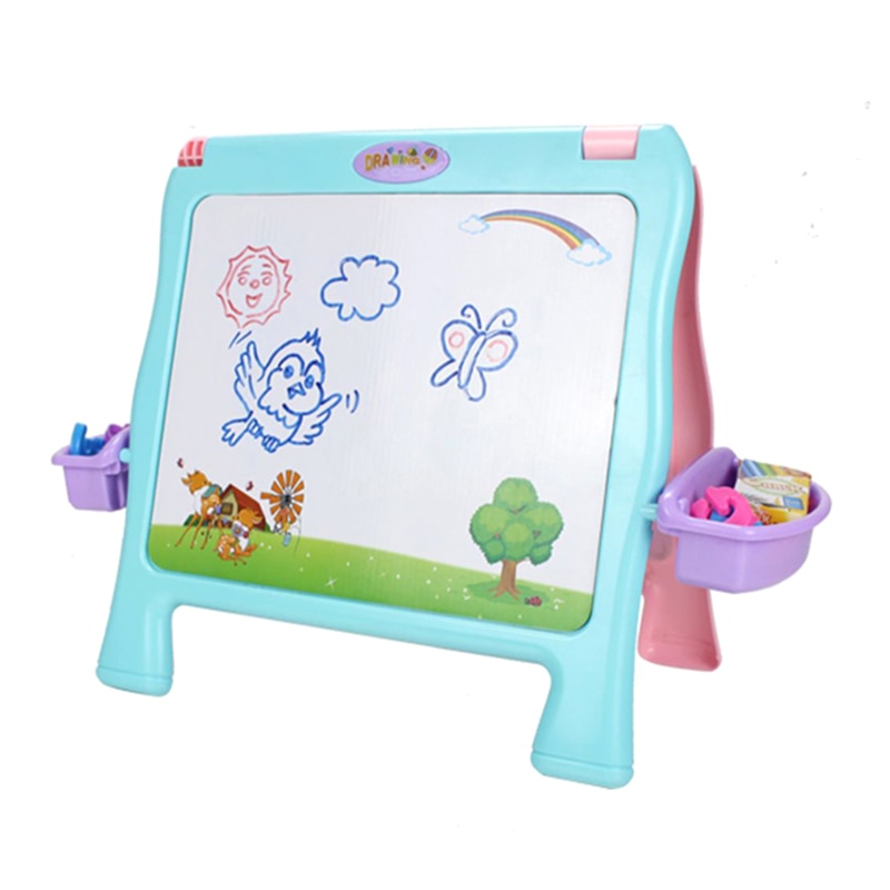 Set Tabla de scris si desenat, pliabila, cu doua fete, marker, creta ...