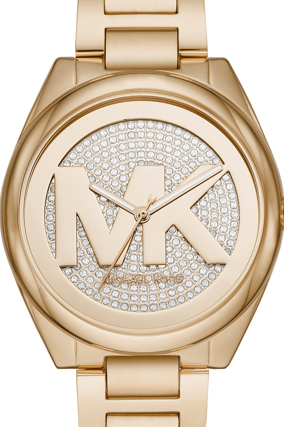 Michael Kors, Часовник от инокс с крустали и лого, Златист - eMAG.bg