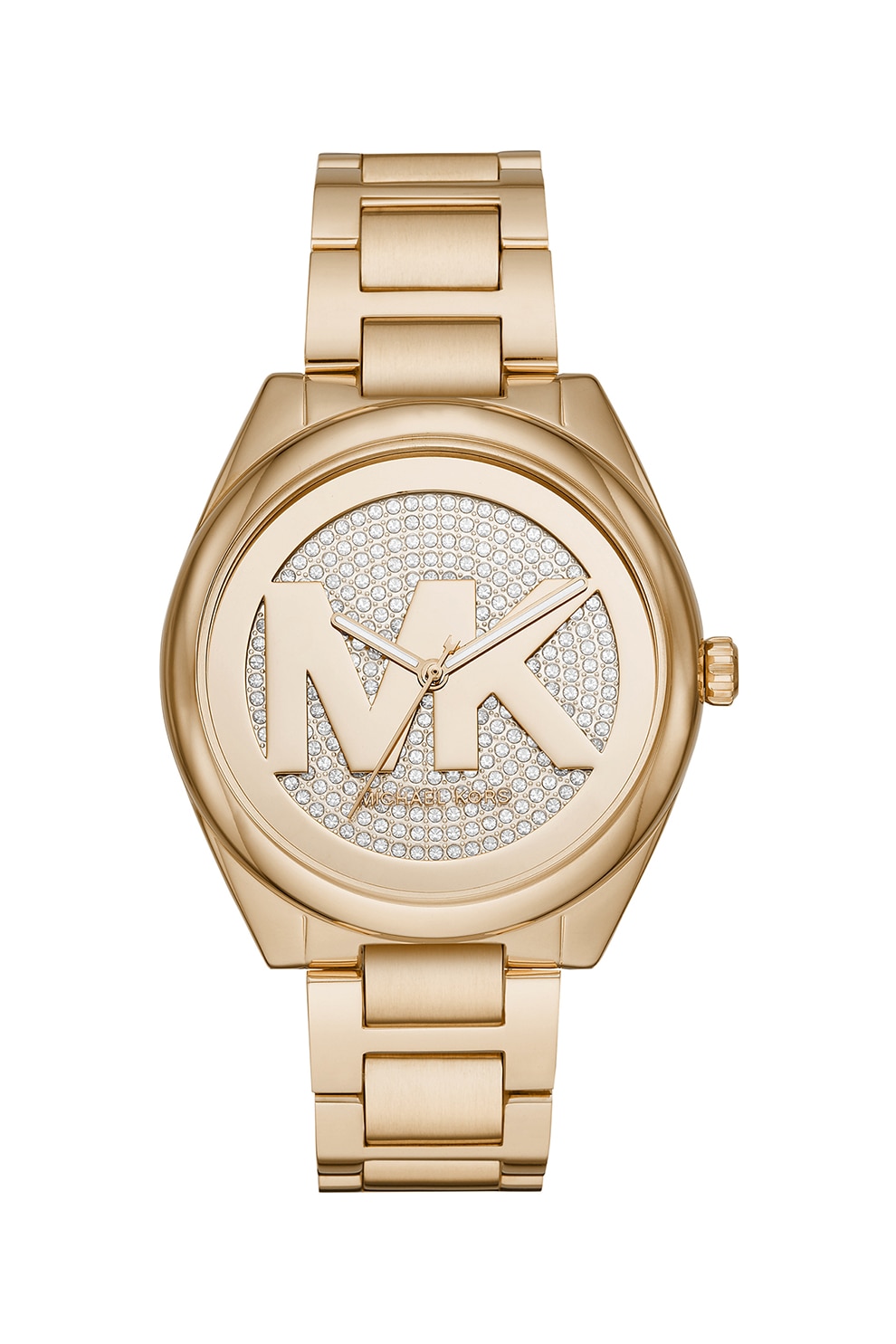 Michael Kors, Часовник от инокс с крустали и лого, Златист - eMAG.bg