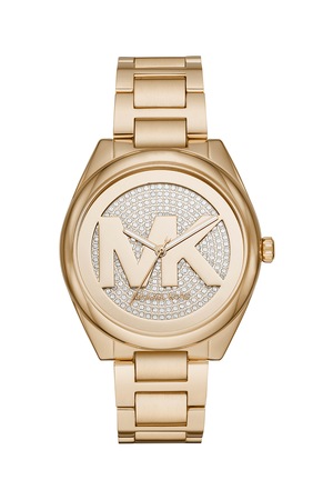 Michael Kors, Часовник от инокс с крустали и лого, Златист - eMAG.bg