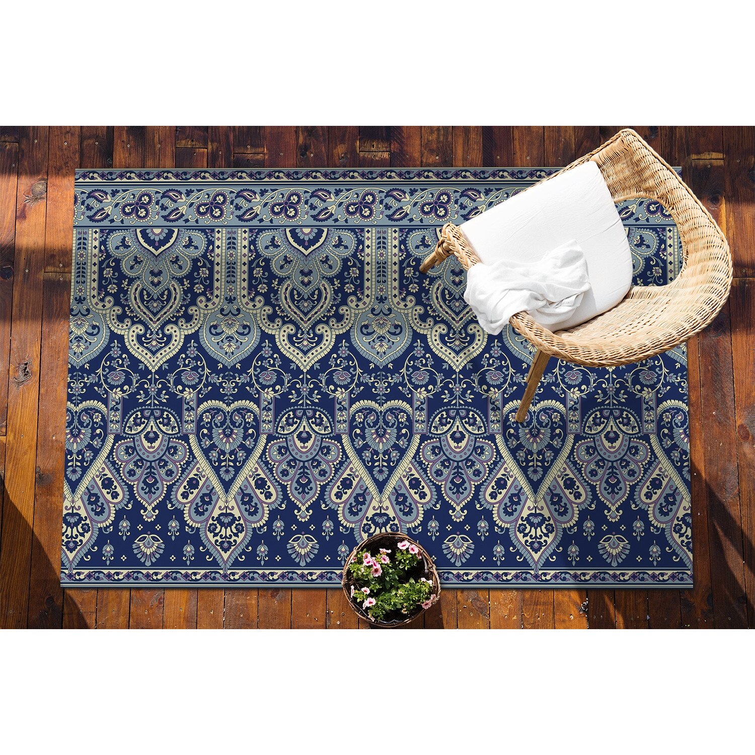 Covor de vinil pentru terasa, Covor de balcon, PVC, Modelul Spaniol, 60 ...