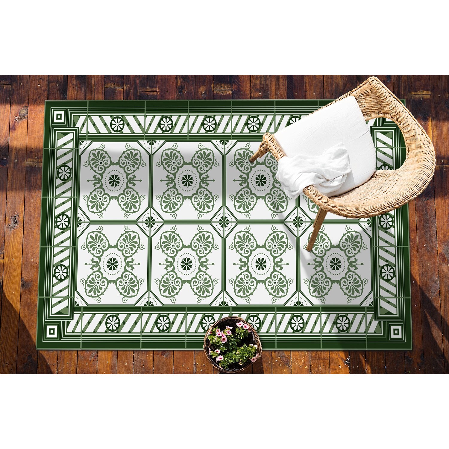 OEM Vinil szőnyeg teraszra, PVC, vintage csempe mintás, 80x120cm - eMAG.hu