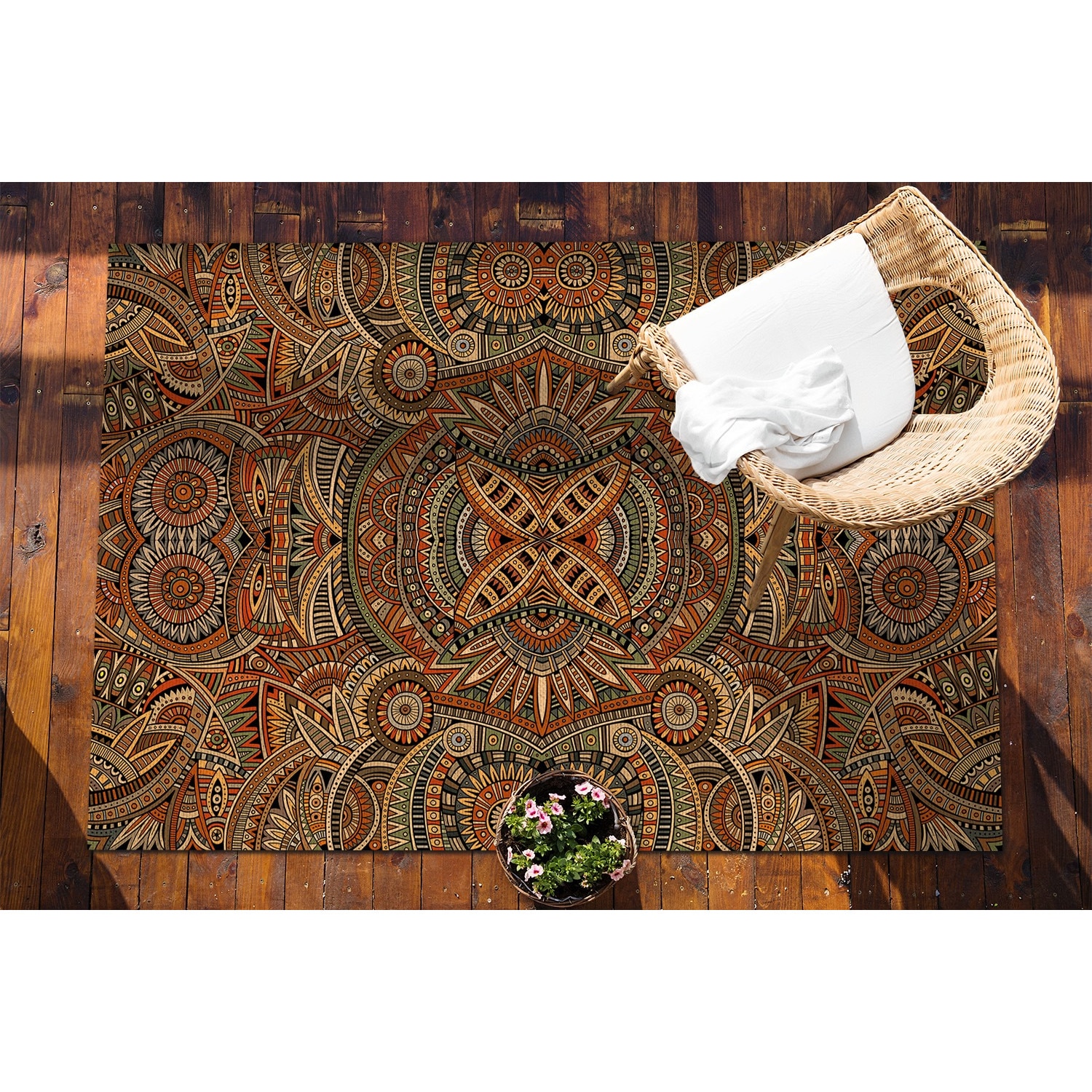 Covor de vinil pentru terasa, Covor de balcon, PVC, Mozaic Colorat, 60 ...