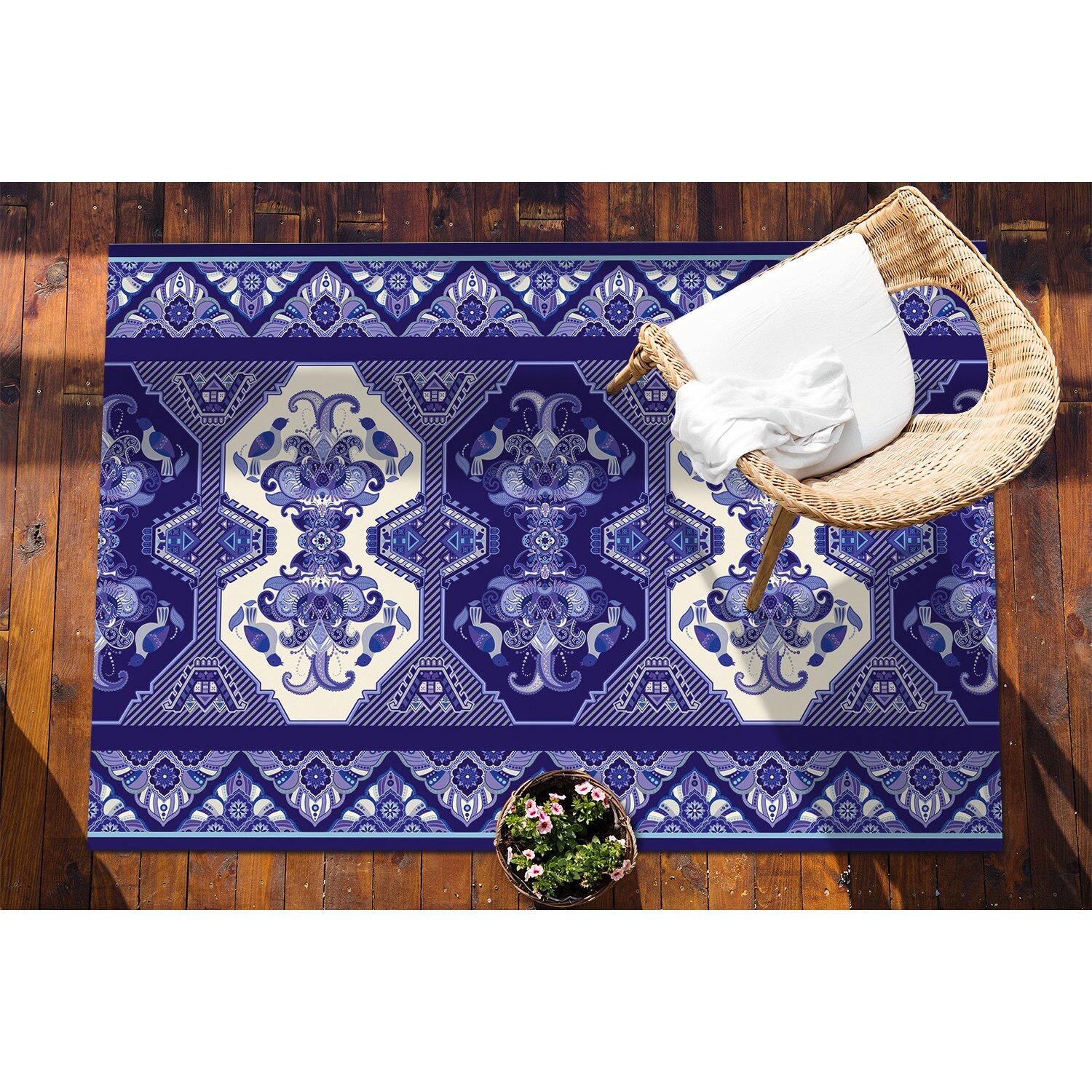 Covor de vinil pentru terasa, Covor de balcon, PVC, Model Persan, 60 cm ...