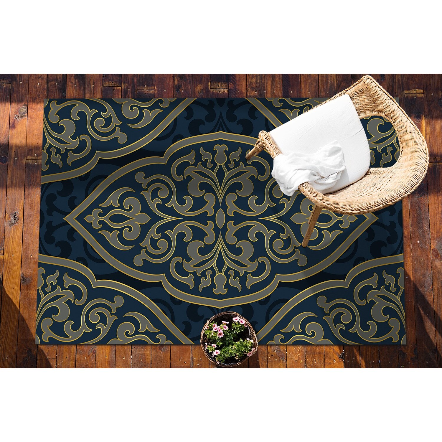 Covor de vinil pentru terasa, Covor de balcon, PVC, model regele Rama ...