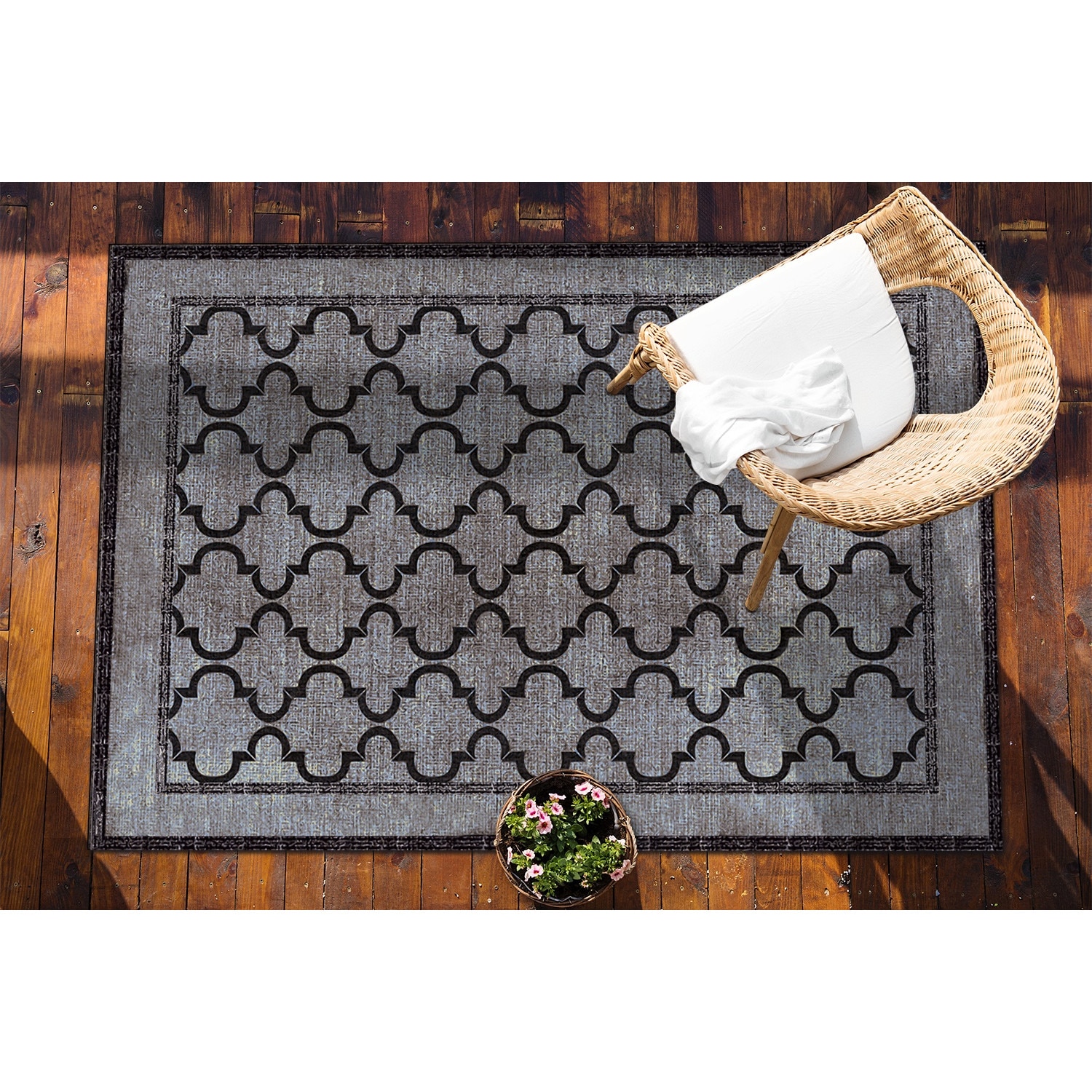 Covor de vinil pentru terasa, Covor de balcon, PVC, model stilul Maroc ...