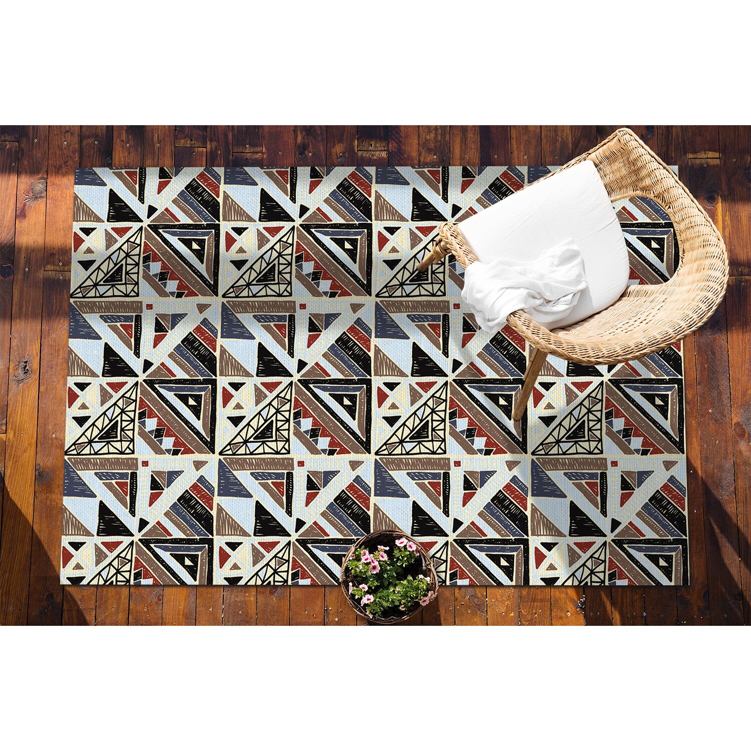 Covor de vinil pentru terasa, Covor de balcon, PVC, model ornamente ...