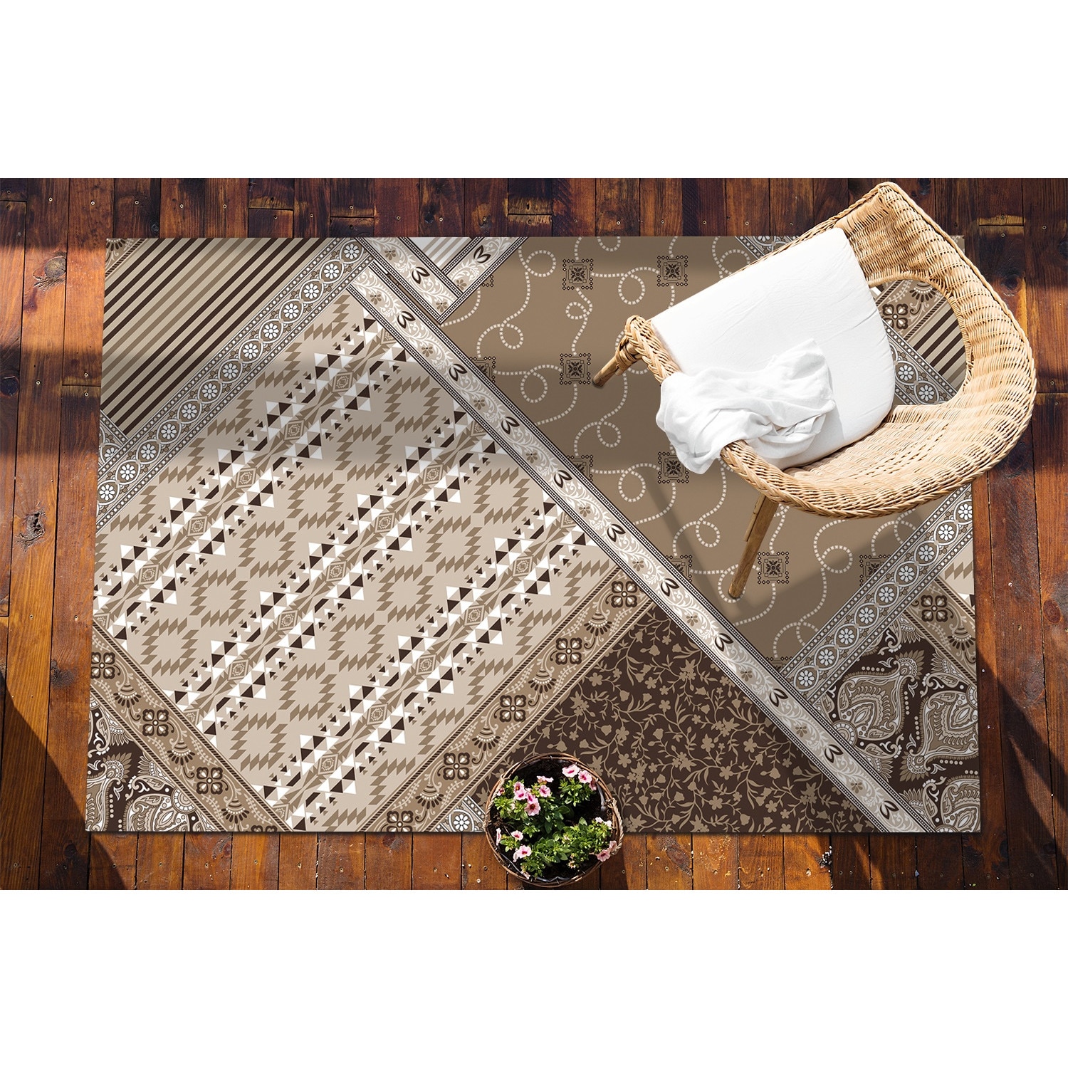 Covor de vinil pentru terasa, Covor de balcon, PVC, Mix Clasic, 60 cm x ...