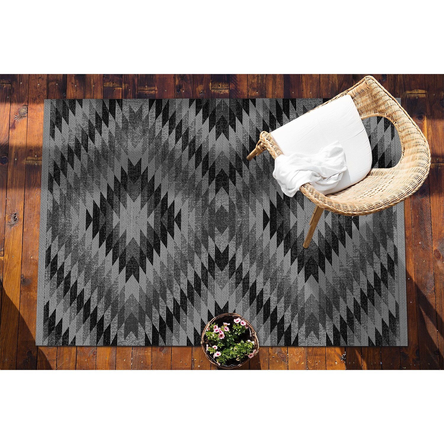 Covor de vinil pentru terasa, Covor de balcon, PVC, model paralelograme ...