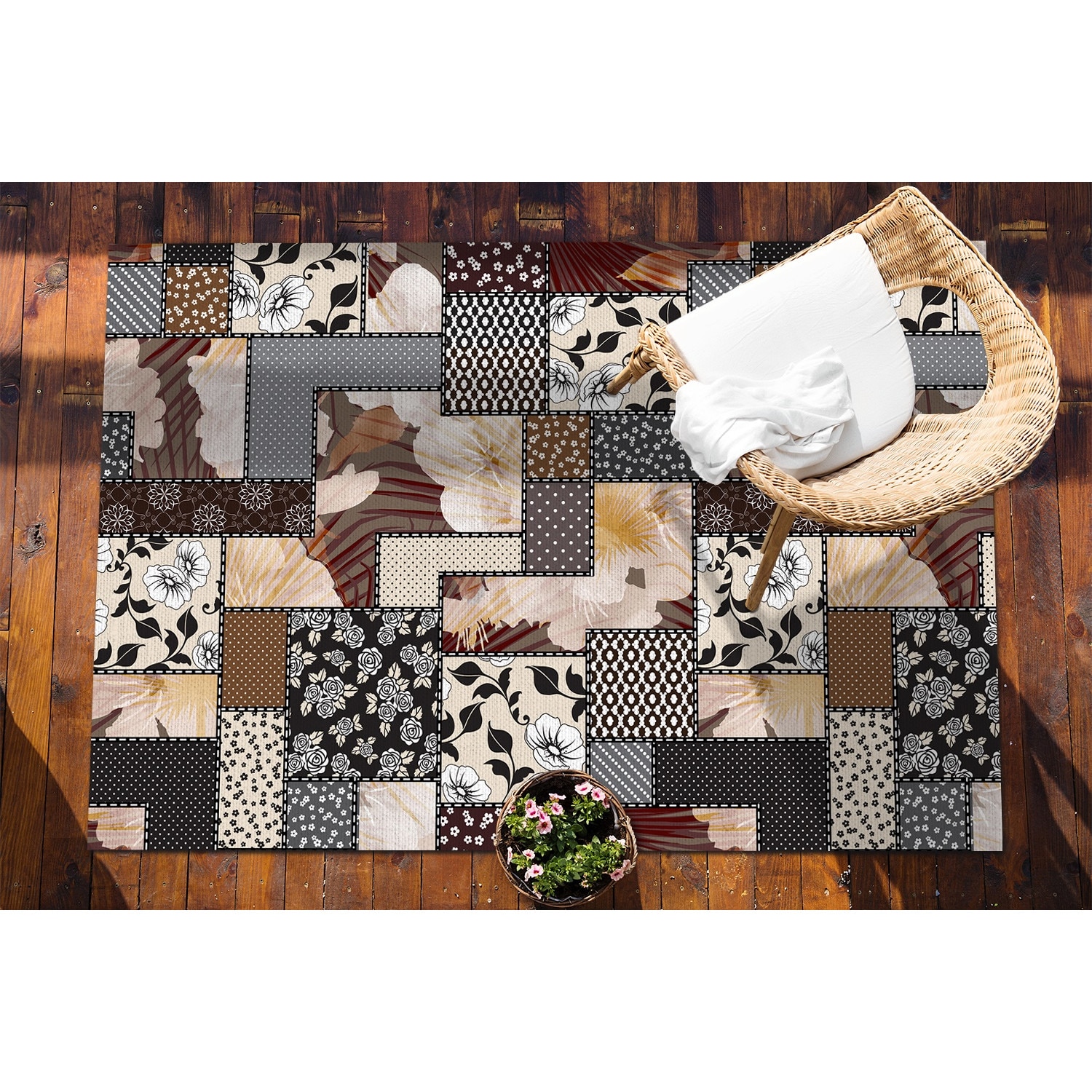 Covor de vinil pentru terasa, PVC, model oriental turcesc, 80x120cm ...