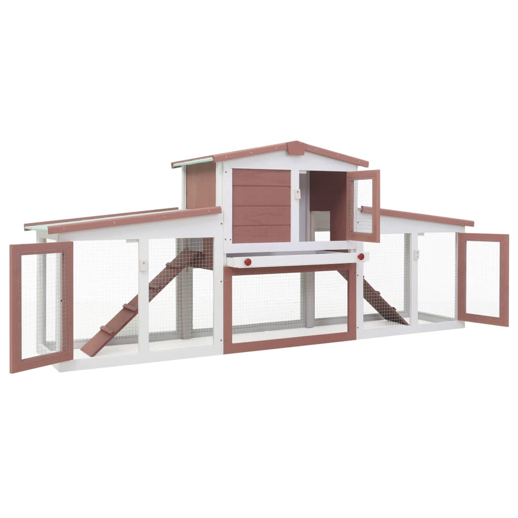 Cusca de exterior pentru iepuri, vidaXL, Lemn, 204 x 45 x 85 cm, Maro ...