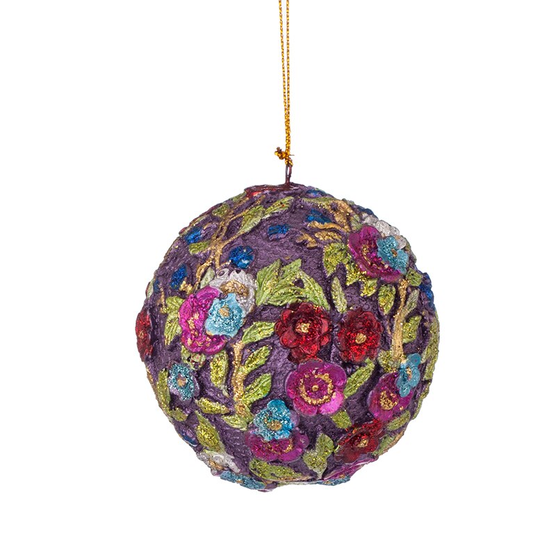 Glob de brad cu flori, colorat, plastic, 8 cm - eMAG.ro