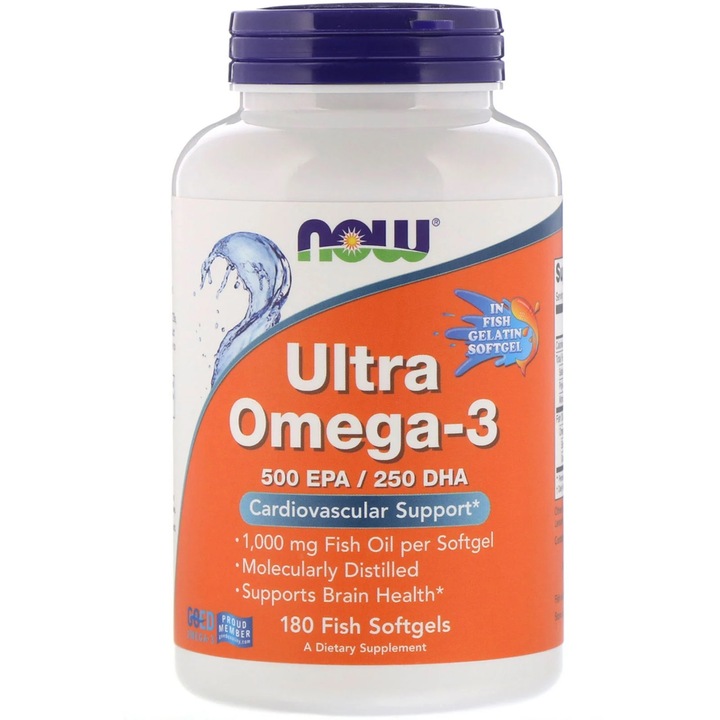Supliment alimentar Now Foods Ultra Omega-3 500 EPA 250 DHA, 180 ...