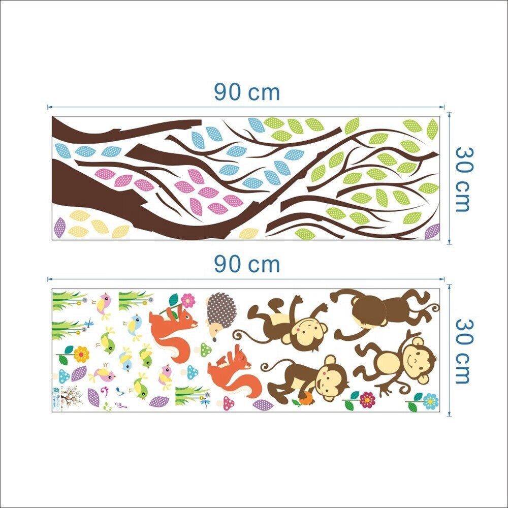 Sticker Decorativ Autocolant Autoadeziv Copac cu Maimute, Veverite ...