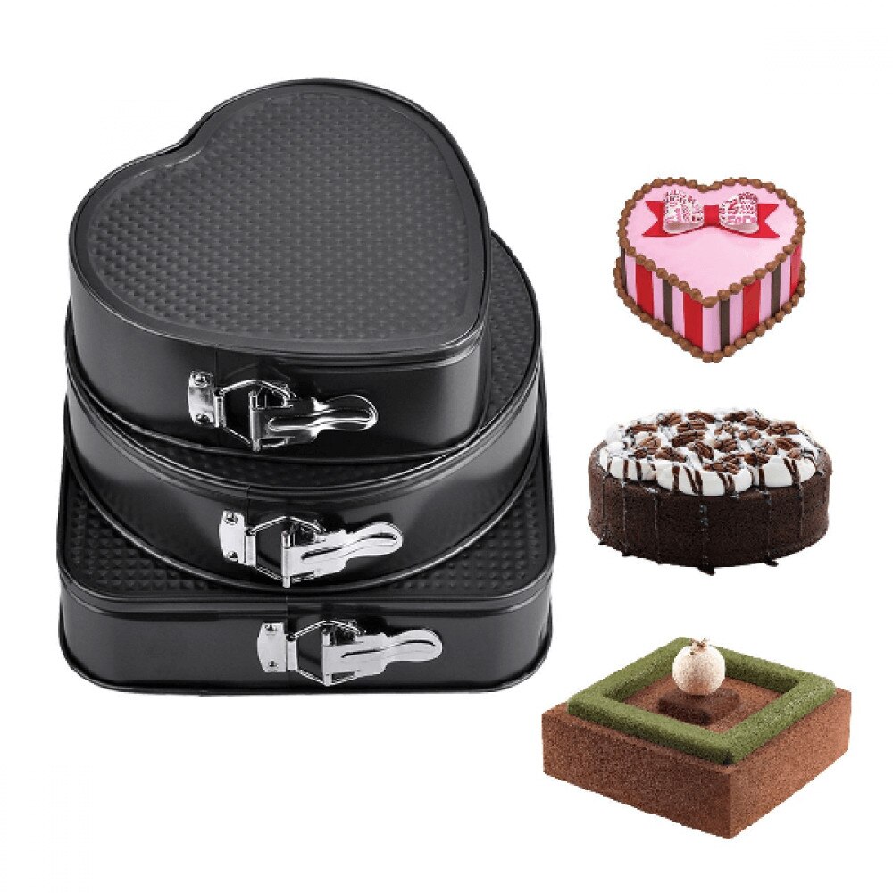 Set 3 Tavi pentru Copt, Forma Inima/Rotunda/Patrata, cu Baza Detasabila ...