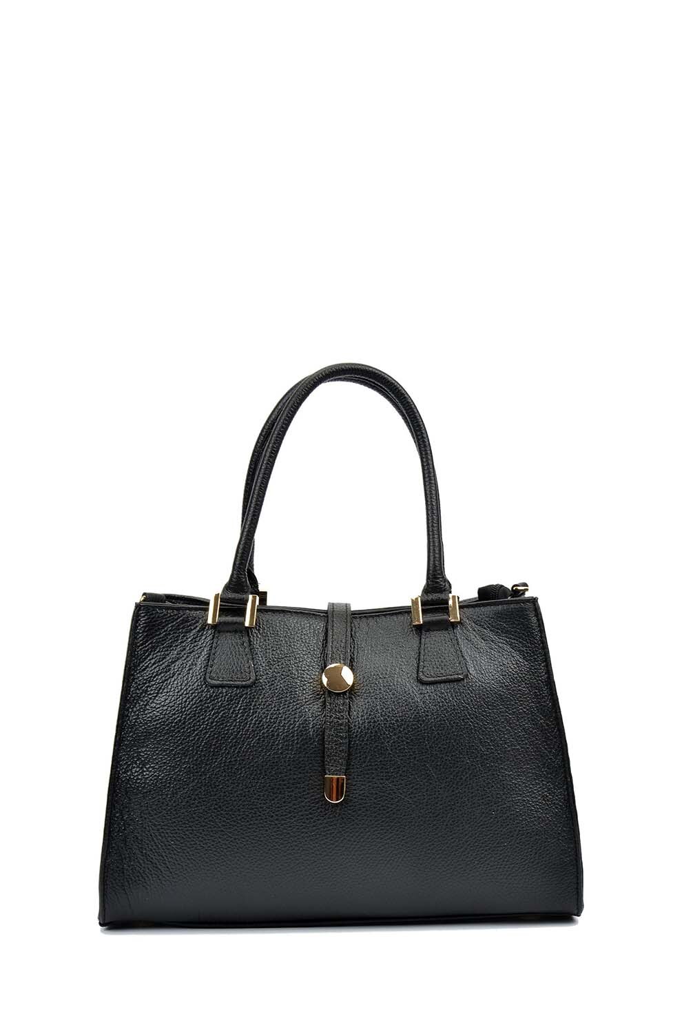 Isabella Rhea, Geanta trapez din piele cu manere tubulare, Negru - eMAG.ro