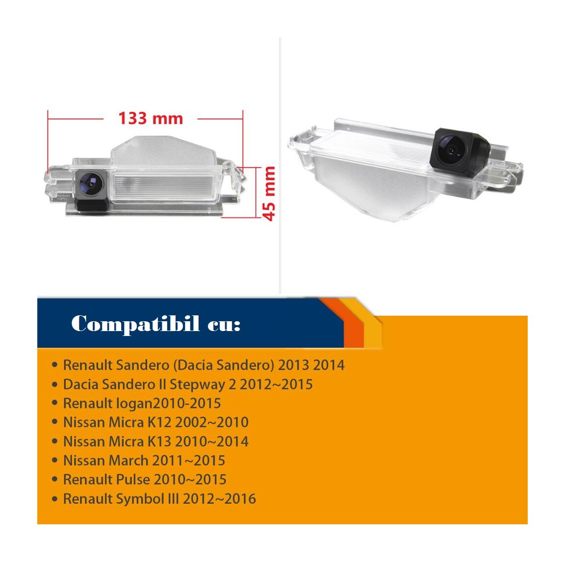 Camera marsarier Dacia Logan Sandero Stepway Renault Nissan tip Fisheye ...