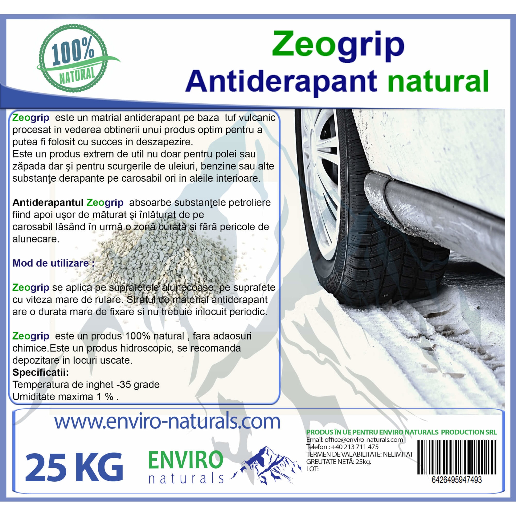 Antiderapant natural Zeogrip, sac 25 kg - eMAG.ro