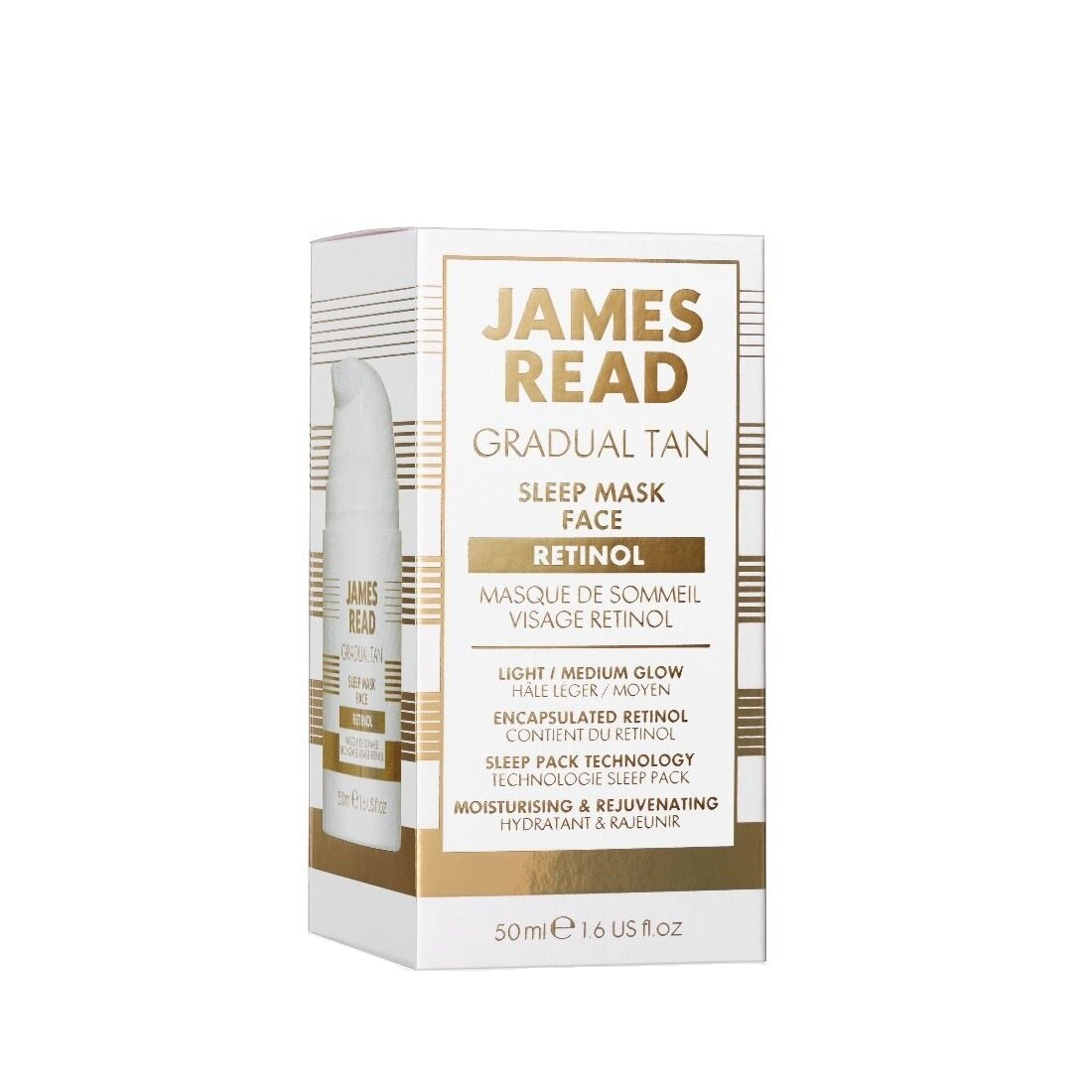 Автобронзираща нощна маска James Read Sleep Mask Face Retinol, 50 мл ...