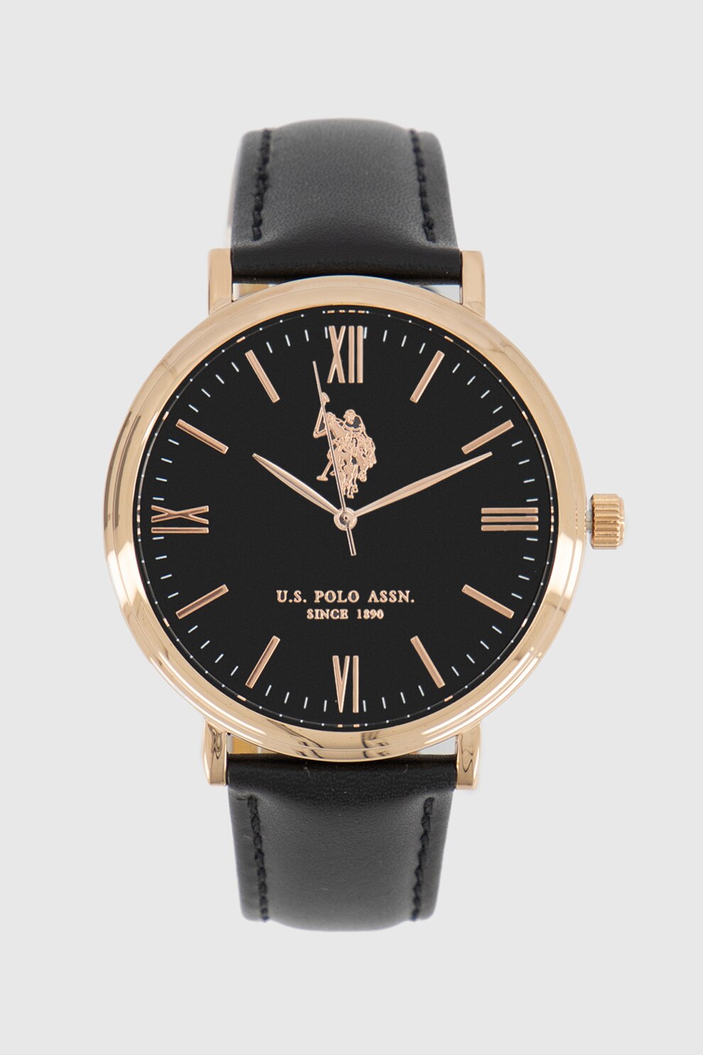 U.S. Polo Assn., Ceas cu o curea din piele, Negru/Auriu - eMAG.ro