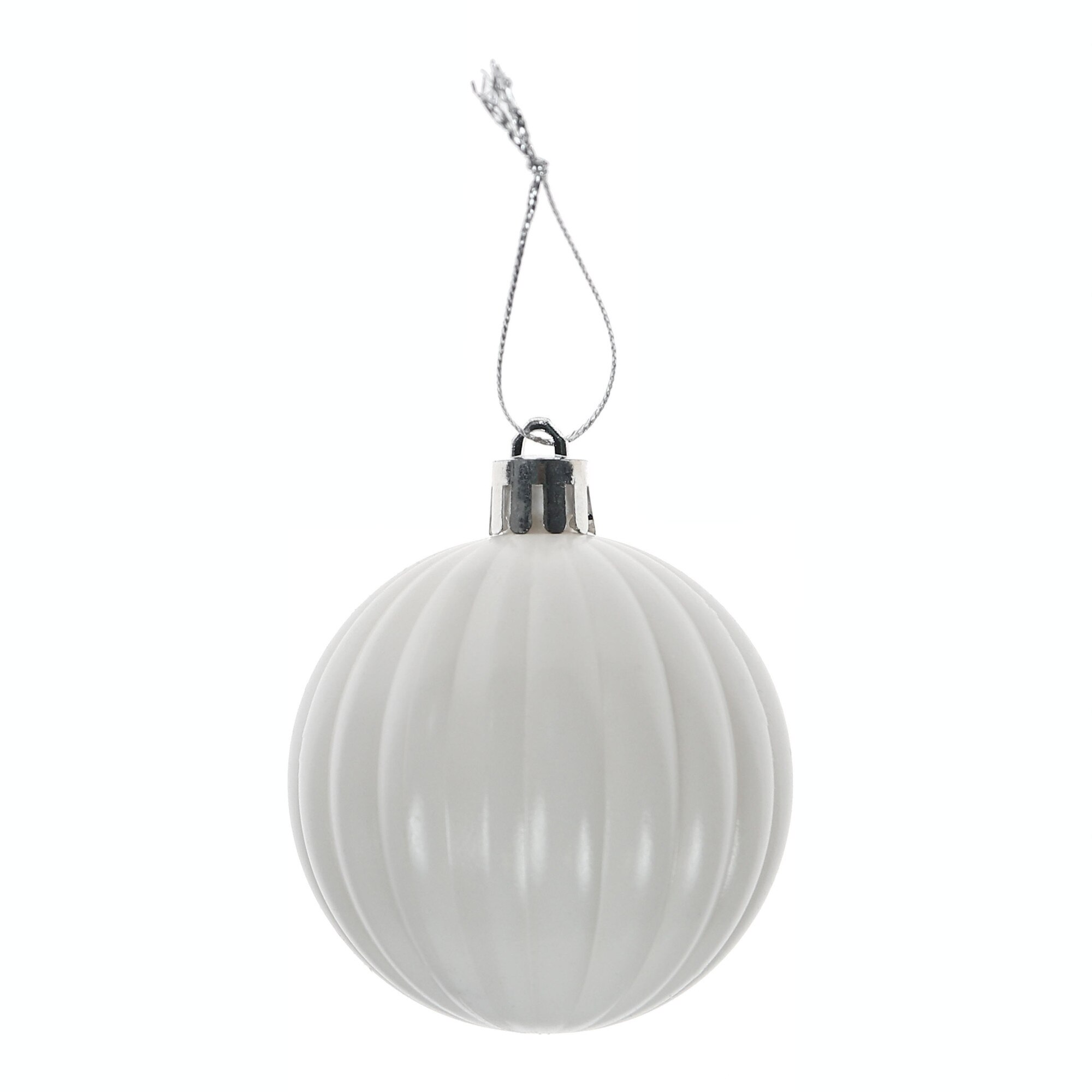 Globuri Craciun, albe, diametru 6 cm, set 24 bucati, SD19B-6-452 WH ...