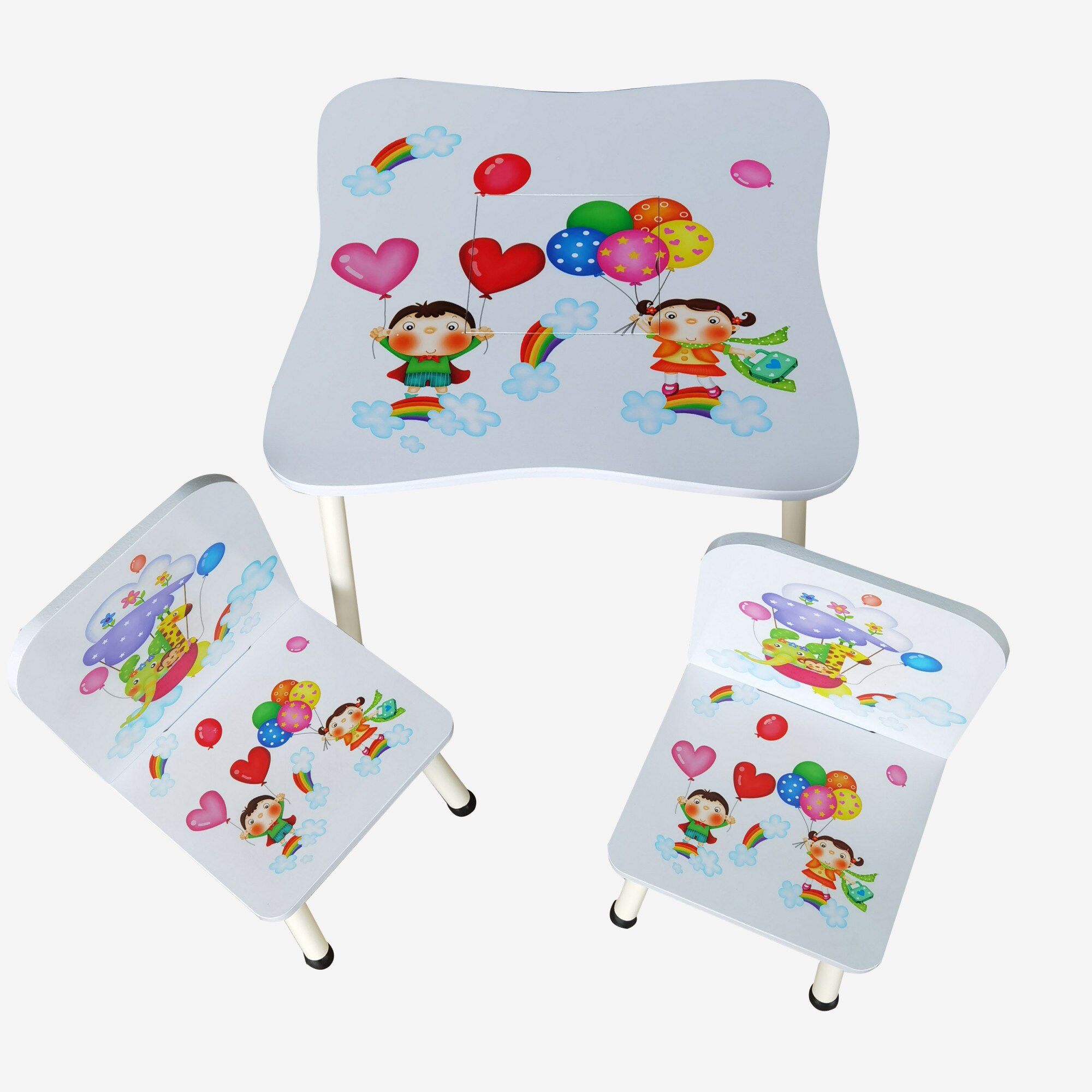 Комплект маса с активности Mappy Balloon, с 2 стола, дървена - eMAG.bg