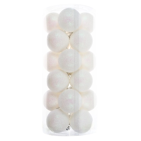 Set 24 globulete de Craciun albe cu sclipici roz, D 6 cm - eMAG.ro