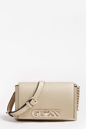 Guess, Geanta crossbody mini de piele ecologica Uptown Chic, Auriu ...