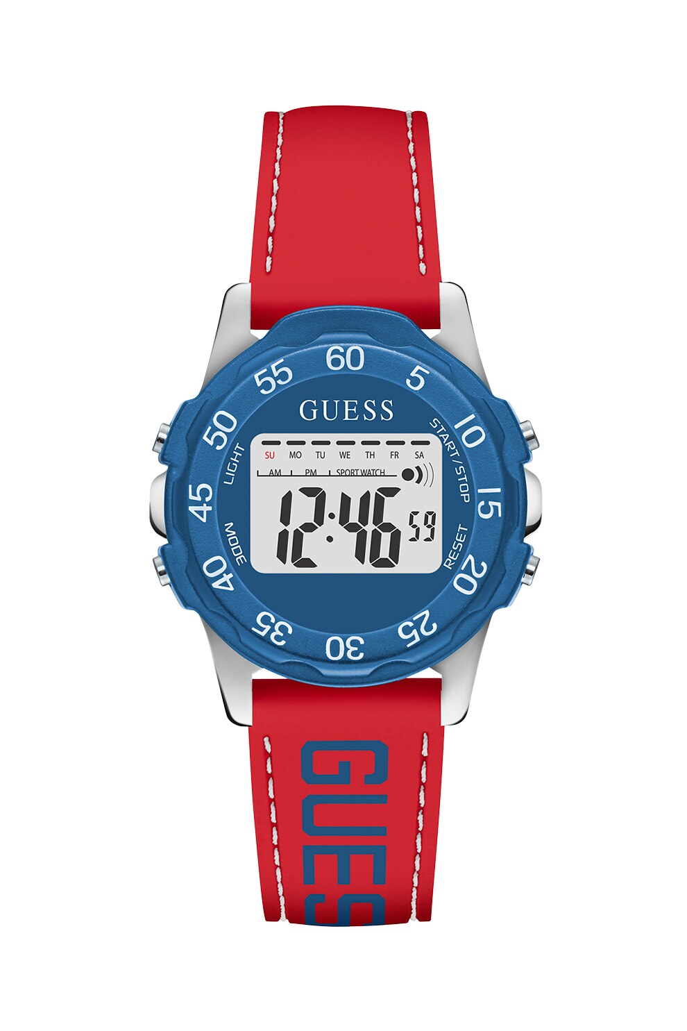 Guess Originals, Ceas cronograf digital cu model colorblock, Rosu - eMAG.ro