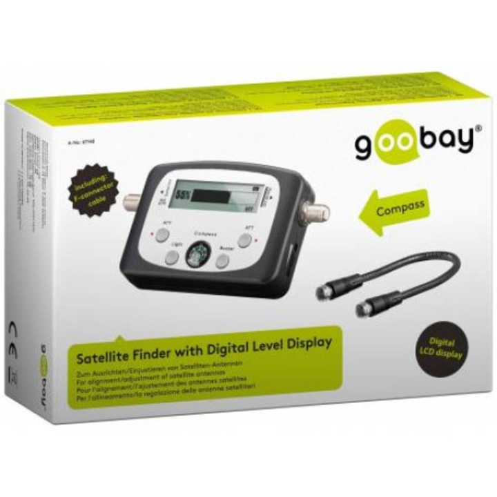 Satfinder, detector semnal satelit cu display LCD + compas Goobay - eMAG.ro