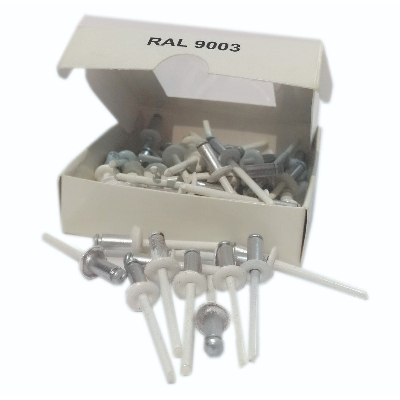 Set x 50 bucati Nituri pop albe cap lat vopsite electrostatic RAL 9003 ...